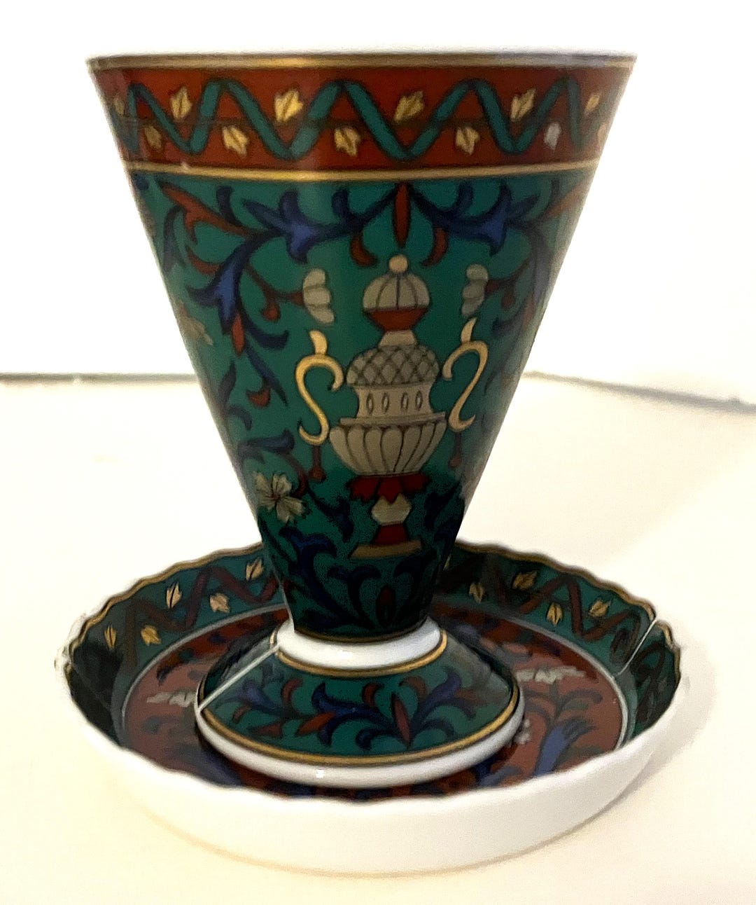 Renaissance Art Collection Footed Tea Cup & Saucer Medieval Repro 2.5"h ...