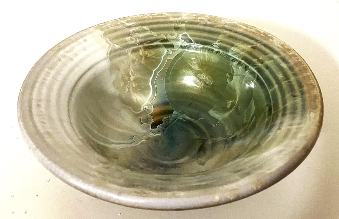 Bill Campbell Art Pottery Bowl Flambeaux Crystalline Glaze 3.25”H, 9.5 ...