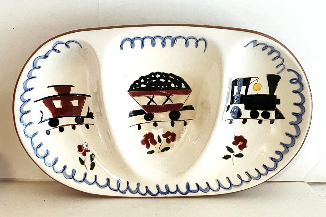 Vintage Stangl Pottery Train Dish, Handpainted Divided Plate - Etsy