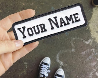 1 Line Custom Embroidered Biker Name Tag PATCH Iron on or | Etsy UK