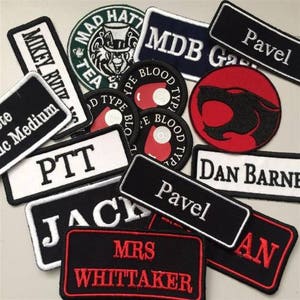 1 Line , Custom Embroidered, Biker, Name Tag, Patch, Iron on or Sew On ...