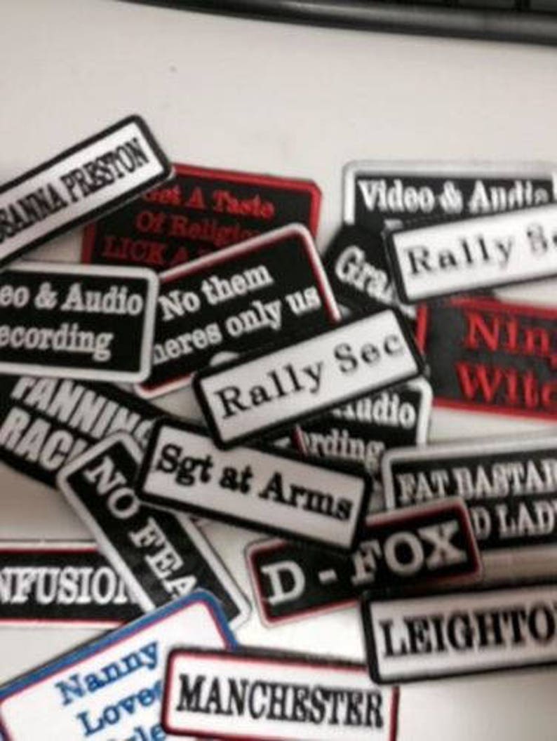 1 Line Custom embroidered biker Name tag Patch Iron on | Etsy