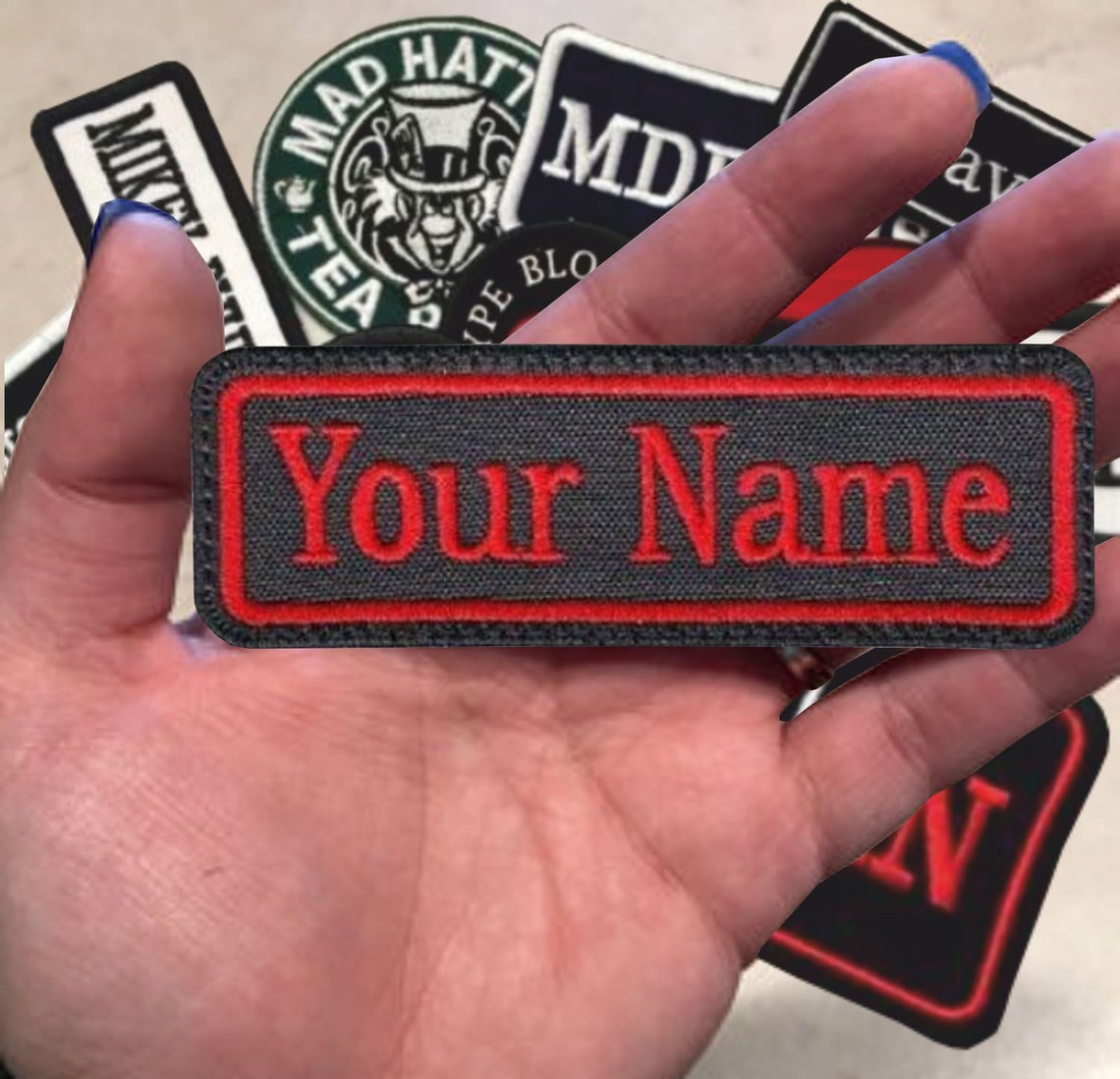 1 Line Custom Embroidered Biker Name Tag PATCH Iron on or - Etsy UK