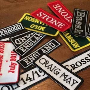 1 Line , Custom Embroidered, Biker, Name Tag, Patch, Iron on or Sew On ...