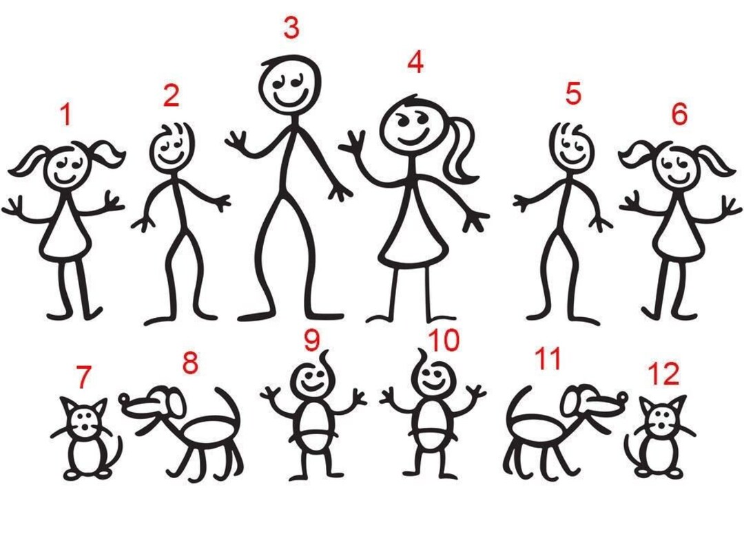 My Stick Figure Family Characters Car Vinyl Sticker Decal JDM Funny ...