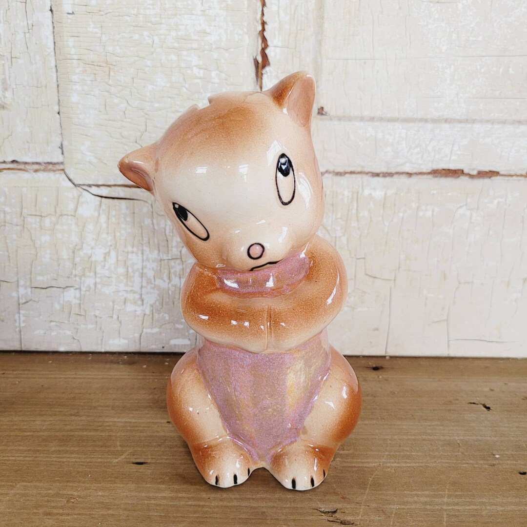 Vintage Squirrel Bank Pink Brown Handpainted Japan - Etsy