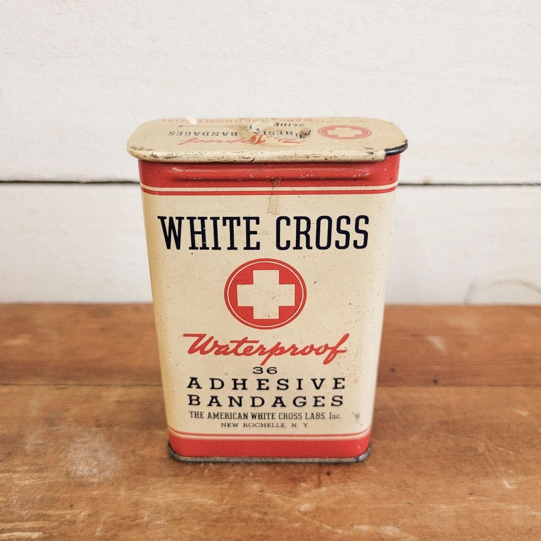 Vintage White Cross Bandages Tin - Etsy