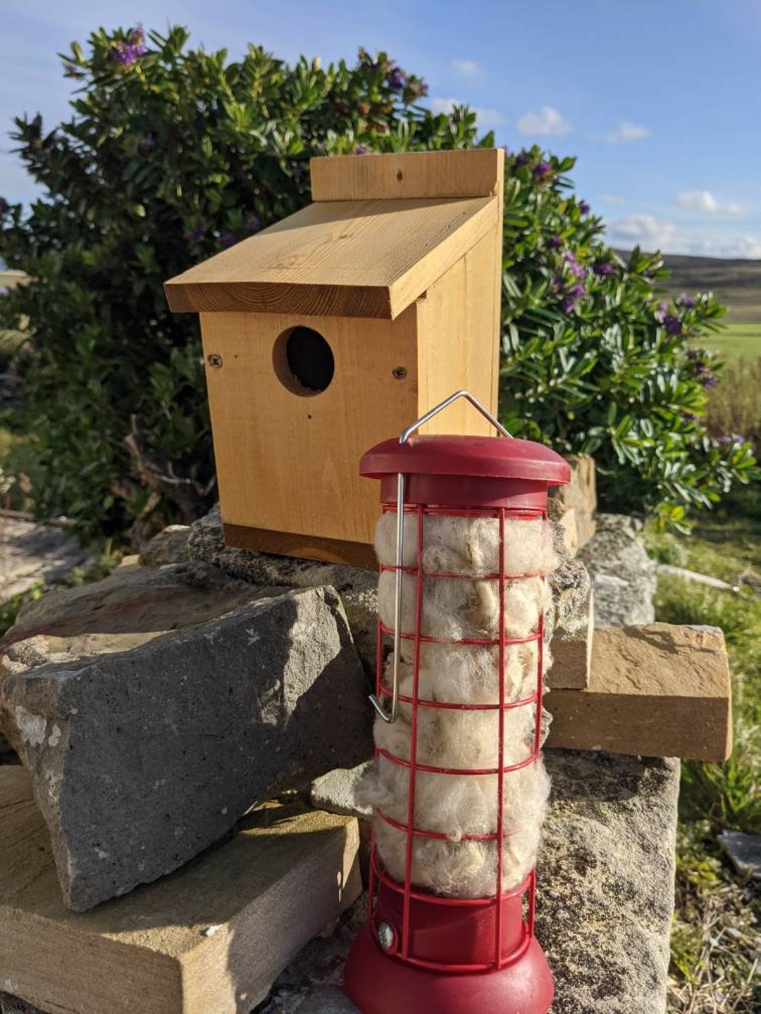 Bird Nest Box & Bird Nesting Materials - Premium Quality - Feeder+fiber ...