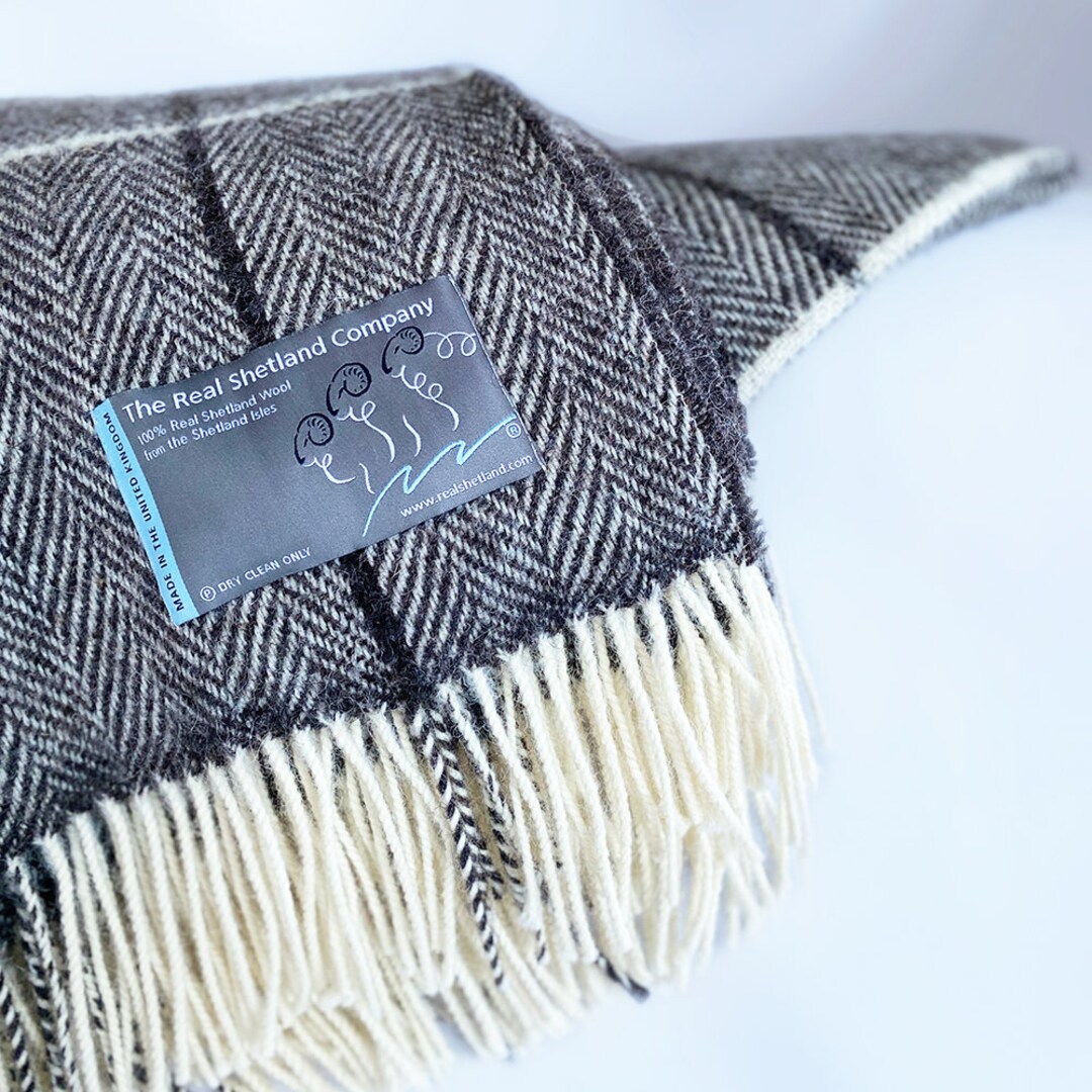 Colors of Shetland Black Blanket Throw. 100% Pure, Natural, Undyed ...