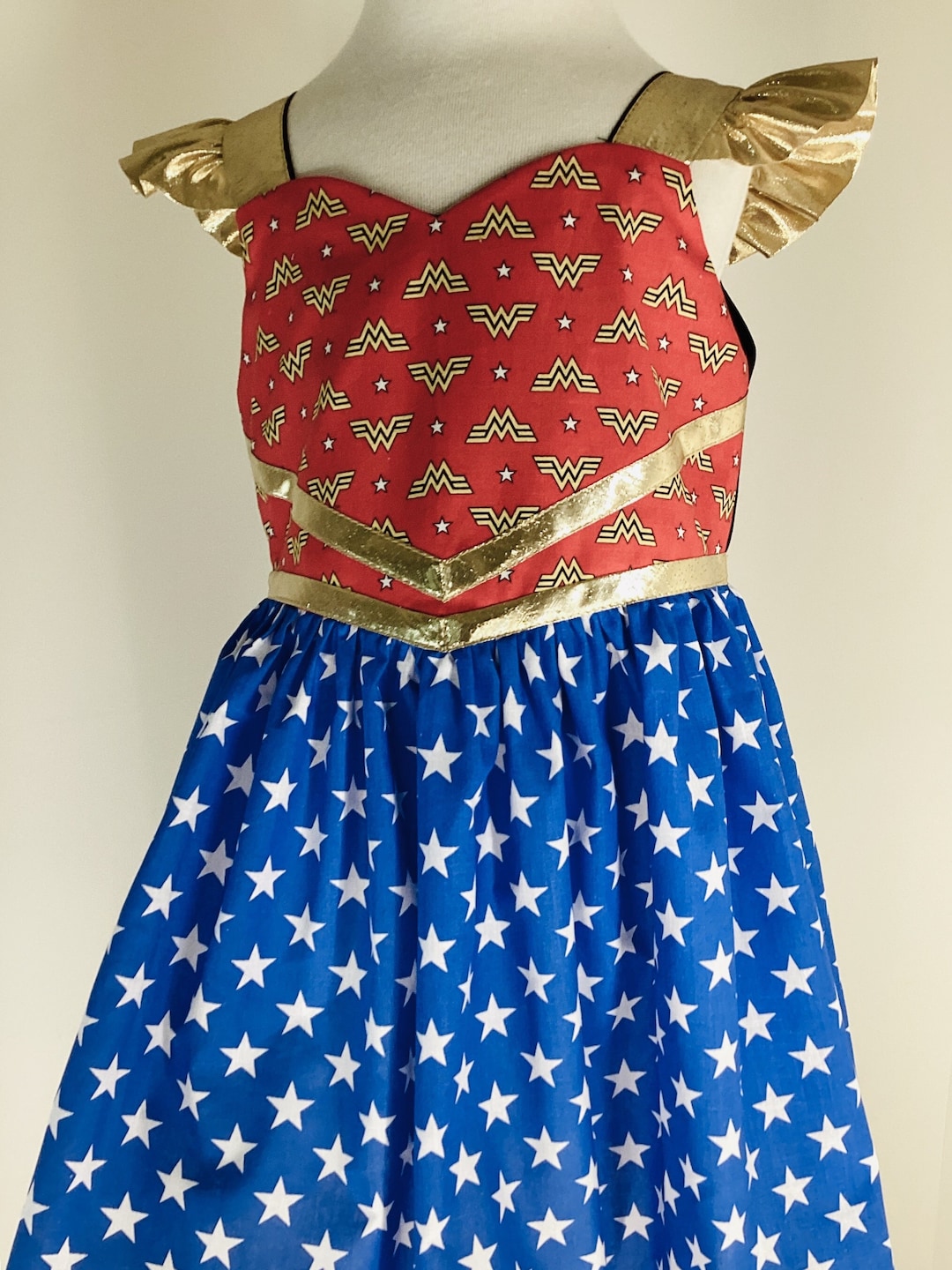 Super Hero Girls Dress With Gold Lame - Etsy
