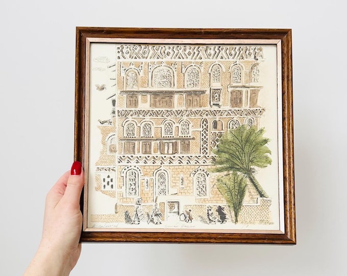 Fuad Al Futaih Watercolour and Ink Painting, "sanaa House", Yemeni Art ...