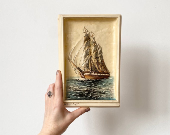 Vintage Osborne Ivorex Wall Plaque, "an Old Whaler", Nautical Wall ...