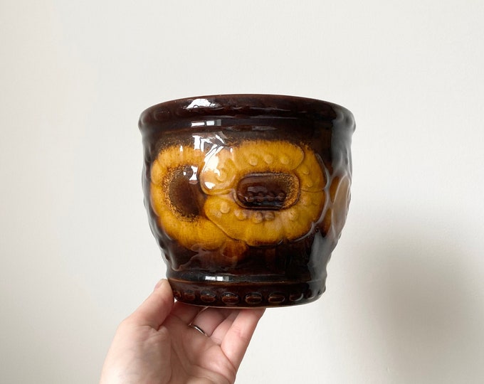 West Germany Planter, Vintage West Germany Plant Pot, Brown Ceramic ...