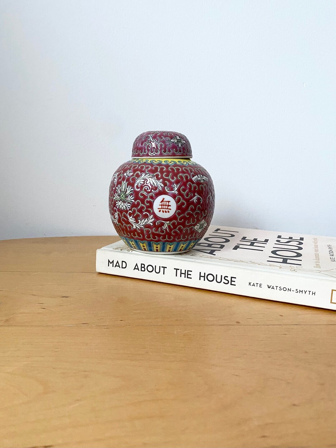 Chinese Ginger Jar, Mun Shou Rose Longevity Pattern, Hand- Painted ...