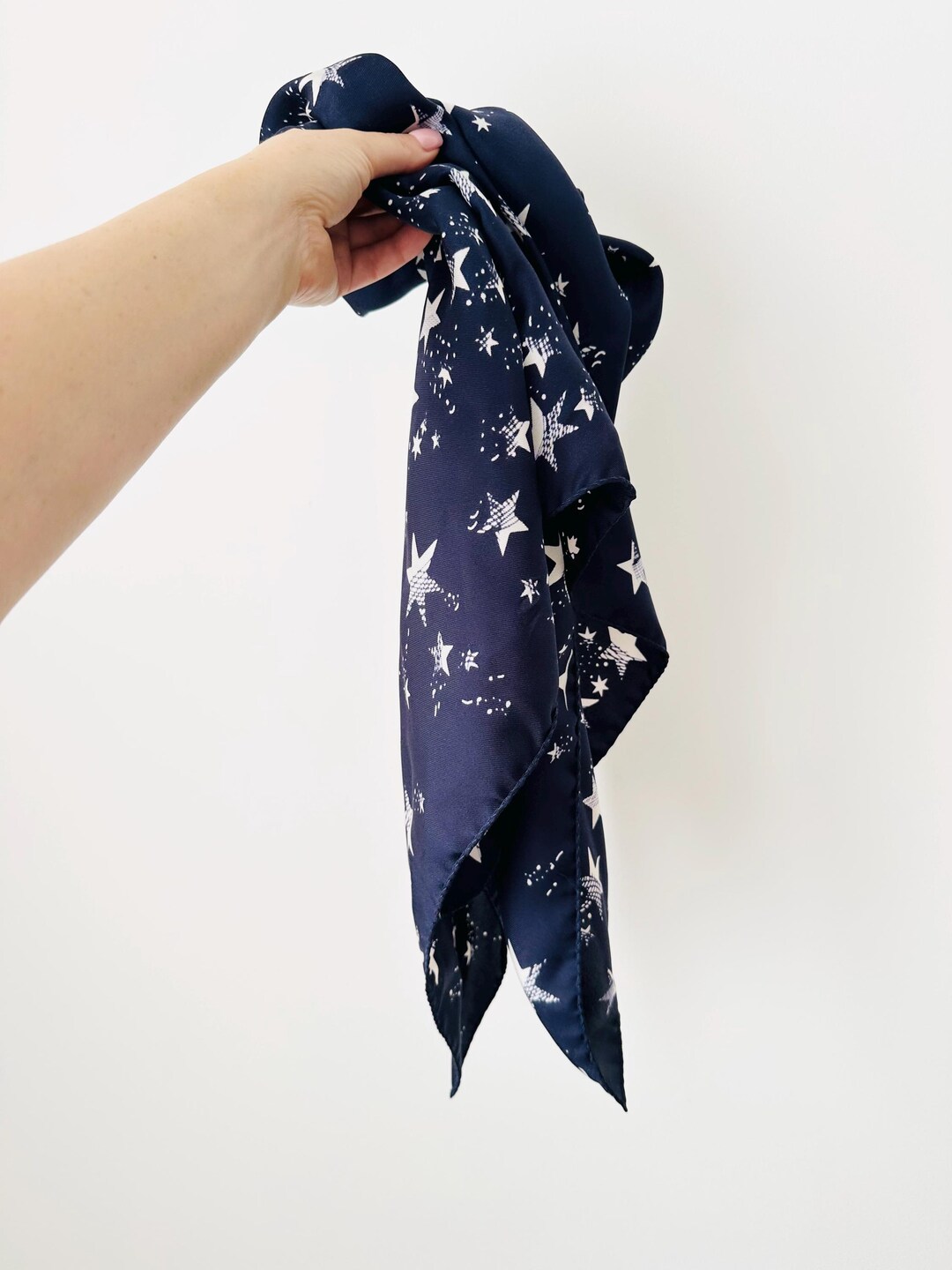Silk Scarf, Hand Rolled Sewn, Blue and White Scarf, Square Scarf - Etsy