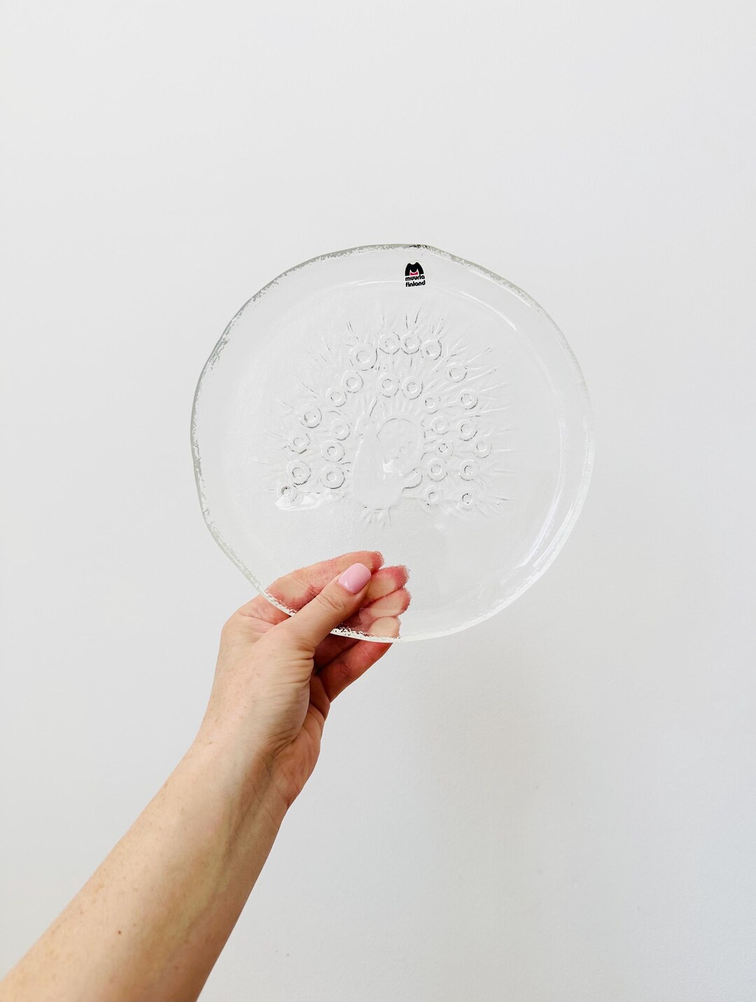 Glass Peacock Plate Platter, Muurla, Finland, Scandinavian Glass ...