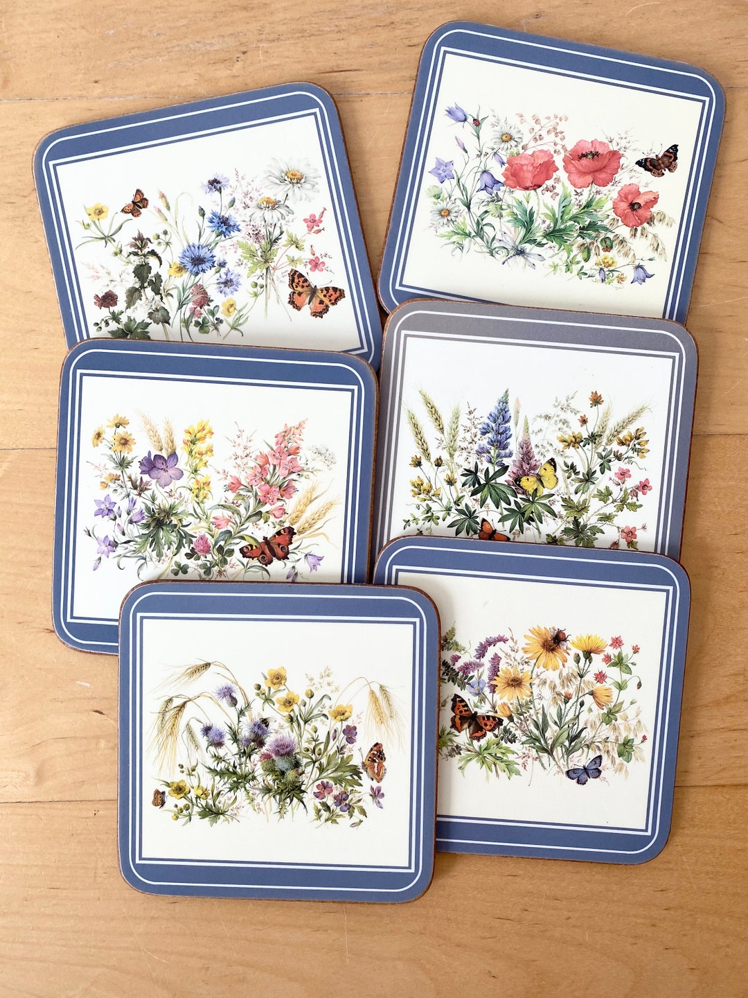 Botanical Coasters, Set of 6 Coasters, Square Coasters - Etsy
