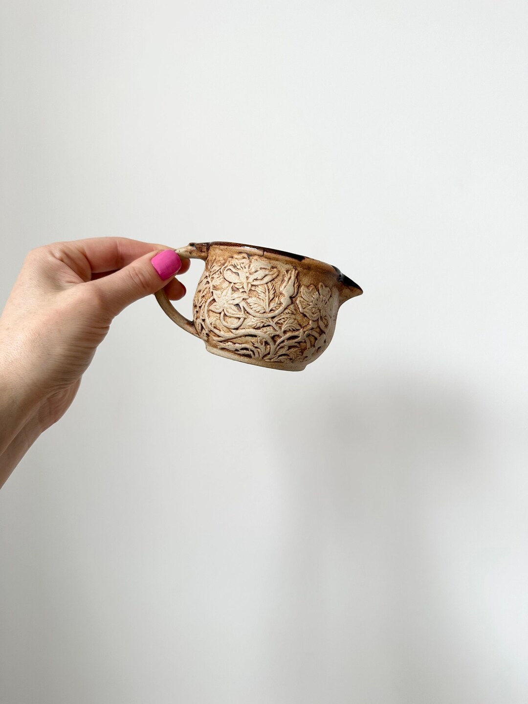 Quantock Pottery Milk Jug Creamer Embossed Pitcher - Etsy