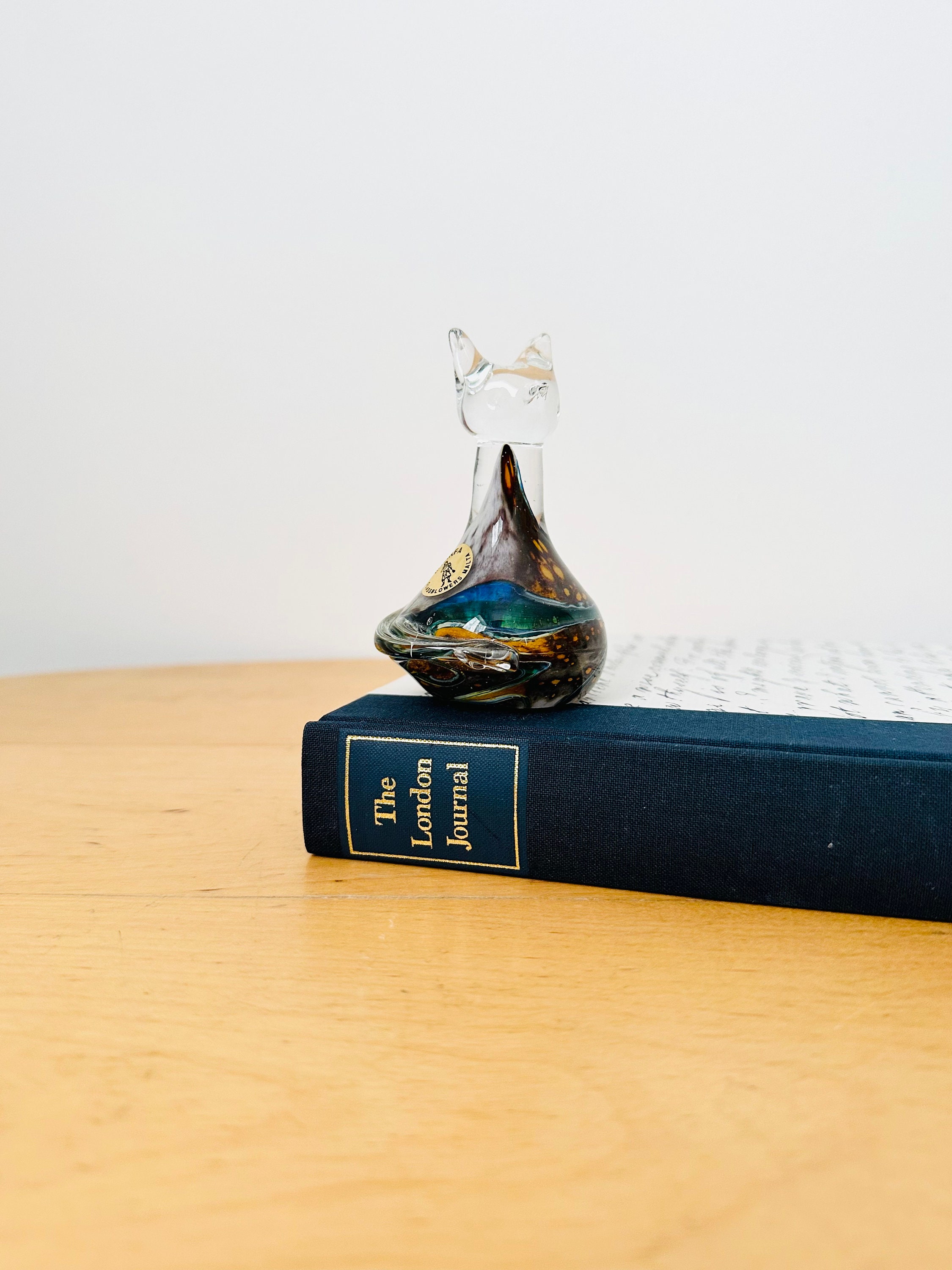 Glass Cat Paperweight, MTARFA Maltese Art, Handblown Paperweight, Deck ...