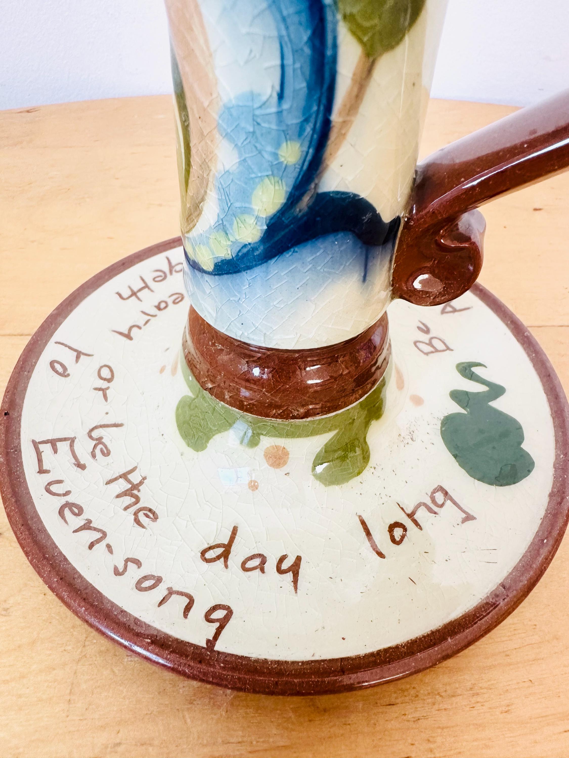 Large Torquay Devon Motto Ware, Hand-painted Pottery Candlestick Holder ...