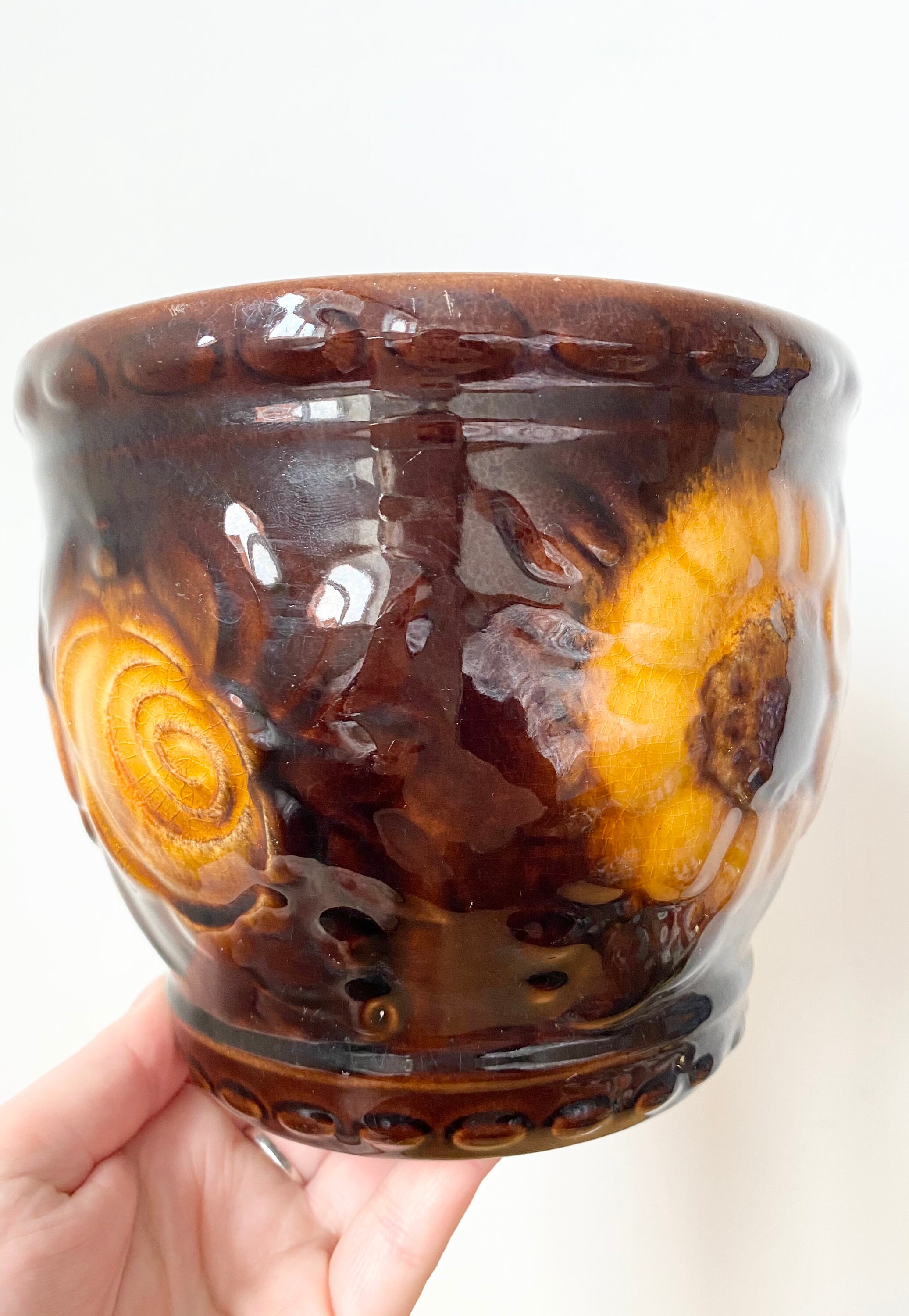 West Germany Planter Vintage West Germany Plant Pot Brown - Etsy UK