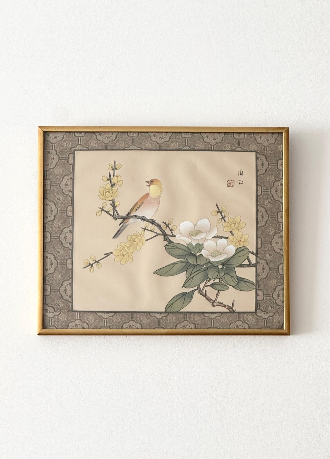 Vintage Chinese Silk Painting, Bird and Flower Painting, Framed Silk ...