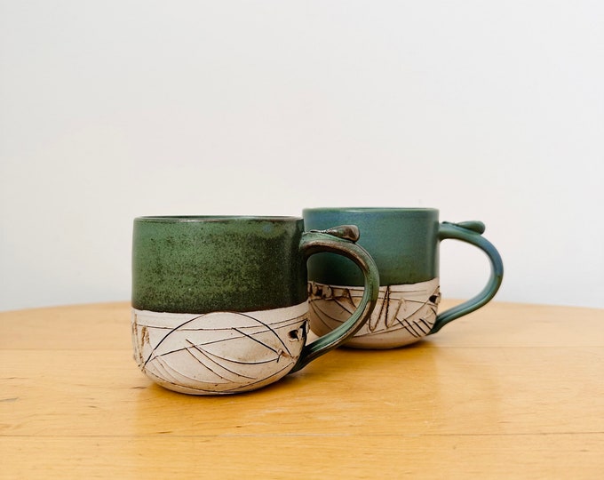 Small Handmade Mugs, Pair of Hand Painted Mugs, Pam Anderson Pottery - Etsy