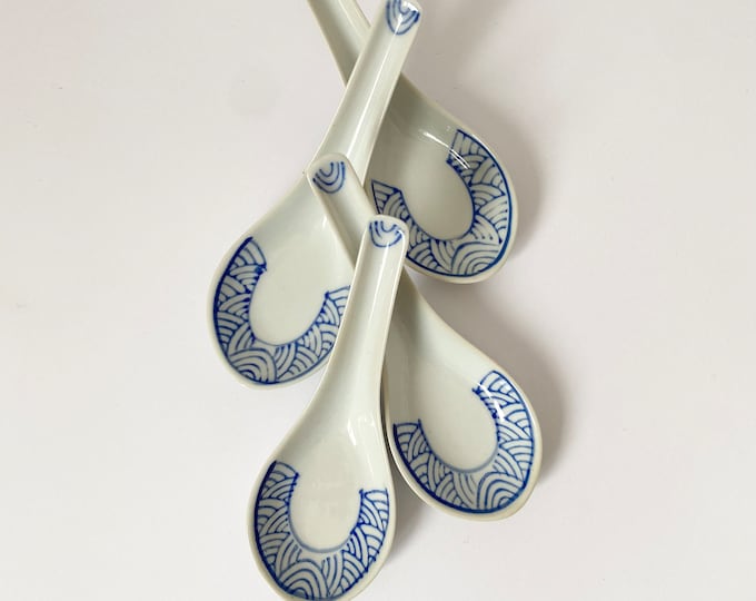 Chinese Soup Spoons, Porcelain Spoons, Asian Spoons, Set of 4 Spoons - Etsy