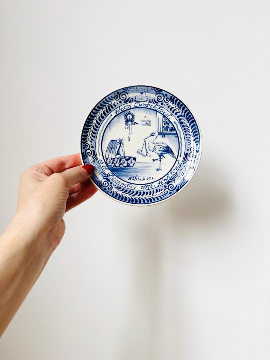 Delft Birth Plate 1970s Wall Plate, Motif, Wall Hanging, Wall Decor ...