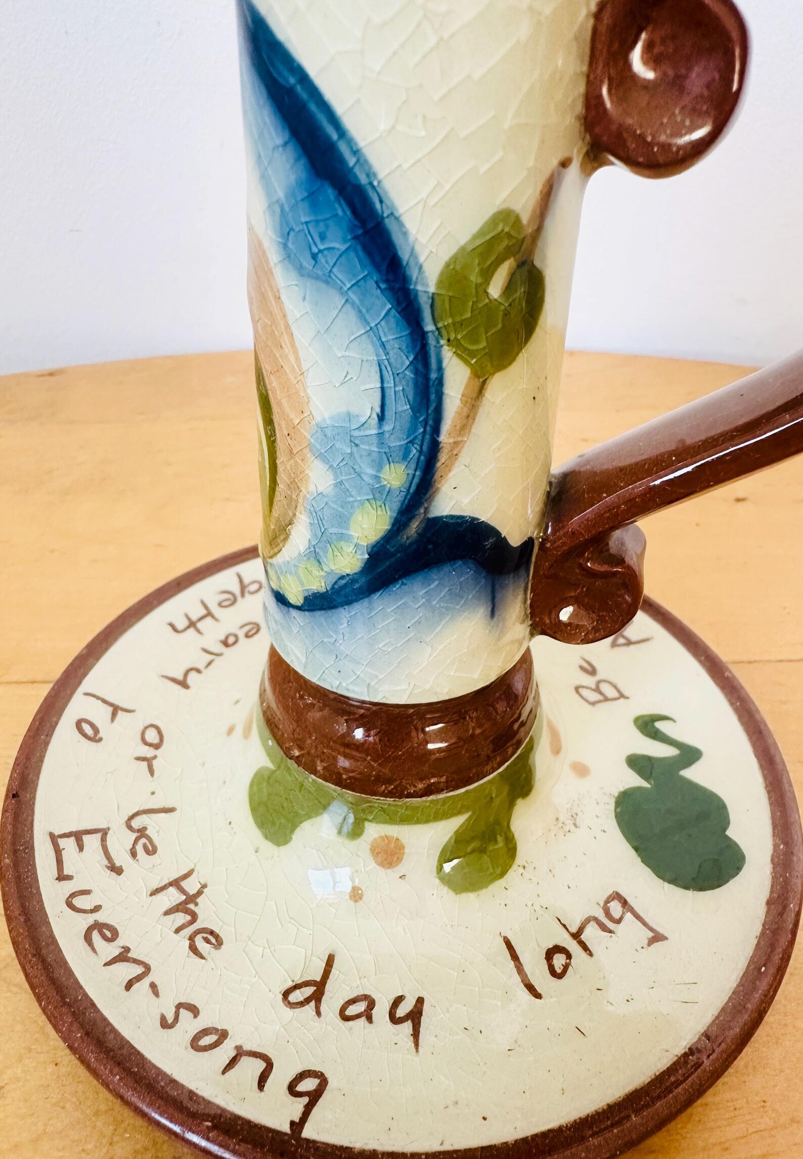 Large Torquay Devon Motto Ware, Hand-painted Pottery Candlestick Holder ...