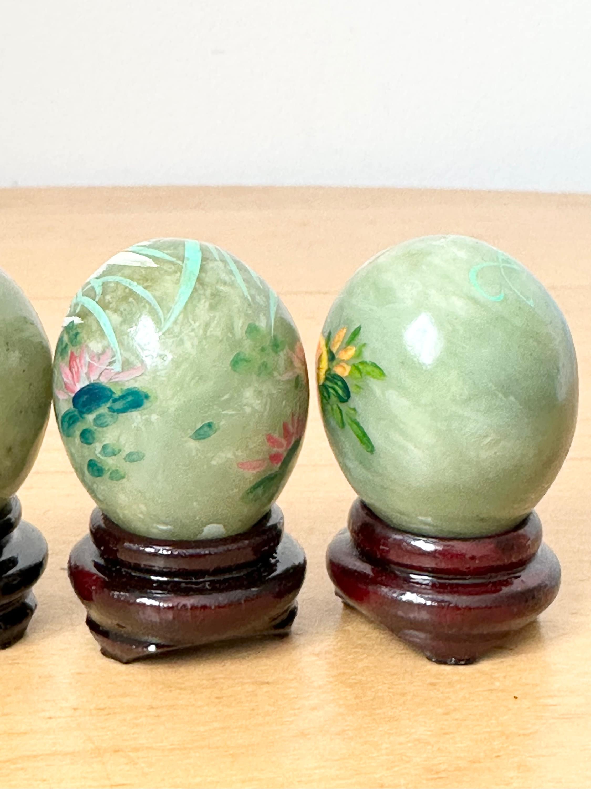 Chinese Hand-painted Jade Eggs, Miniature Eggs, Oriental Ornament - Etsy