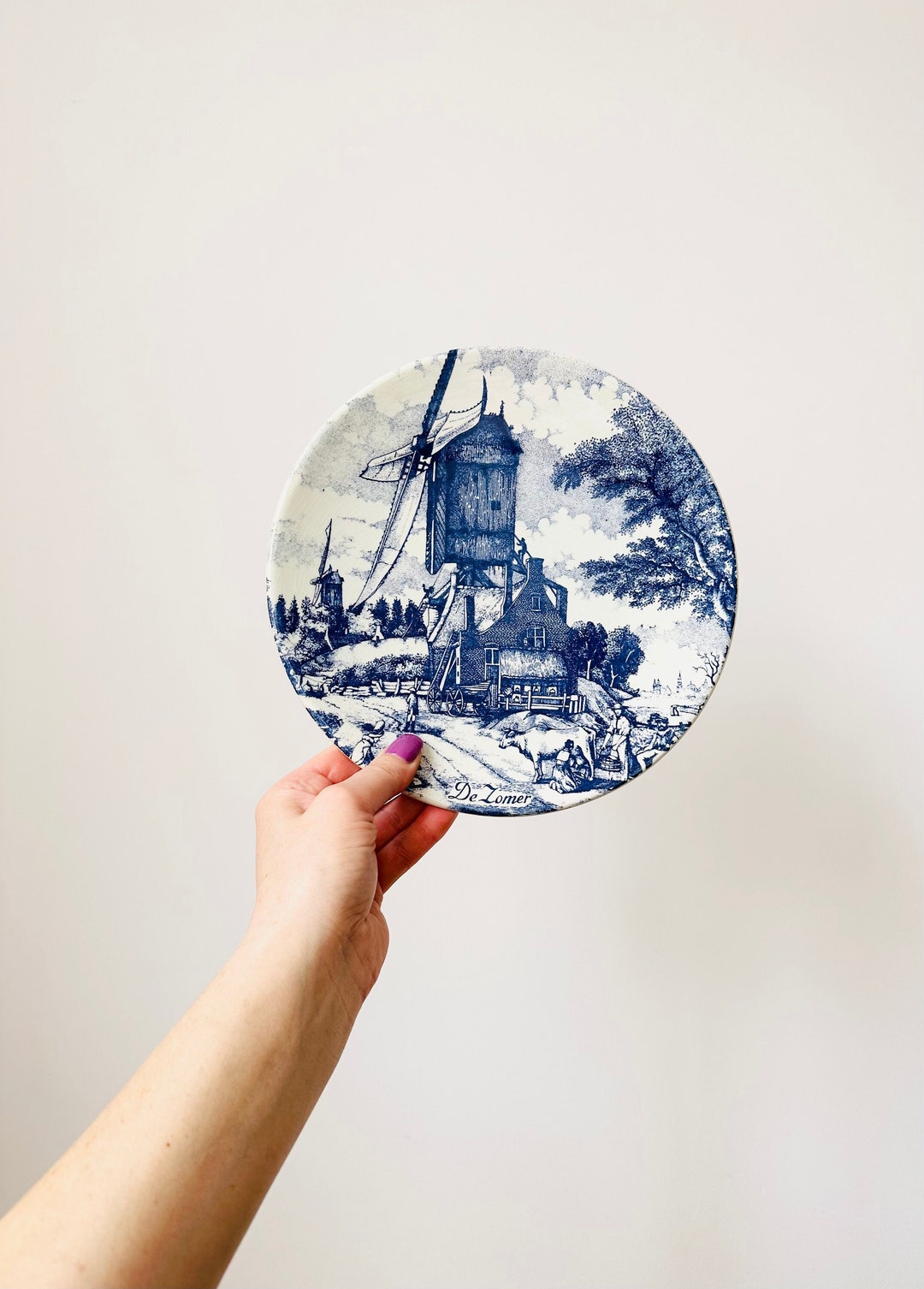 Delfts Blauw Wall Plate, Windmill, Landscape, Wall Hanging, Decorative ...