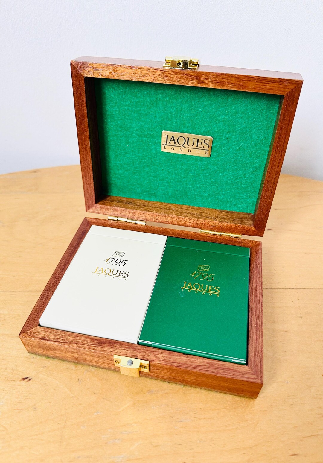 Jaques of London Playing Cards, in Mahogany Wood Box, Deck of Cards ...