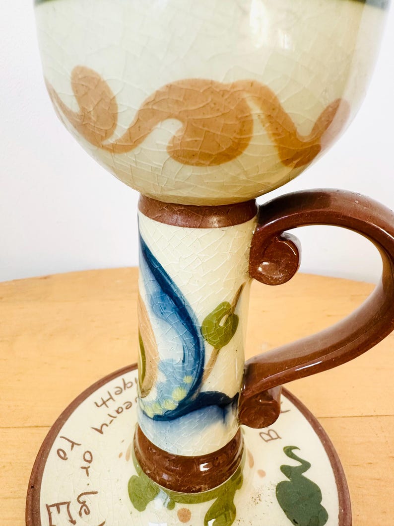 Large Torquay Devon Motto Ware, Hand-painted Pottery Candlestick Holder ...