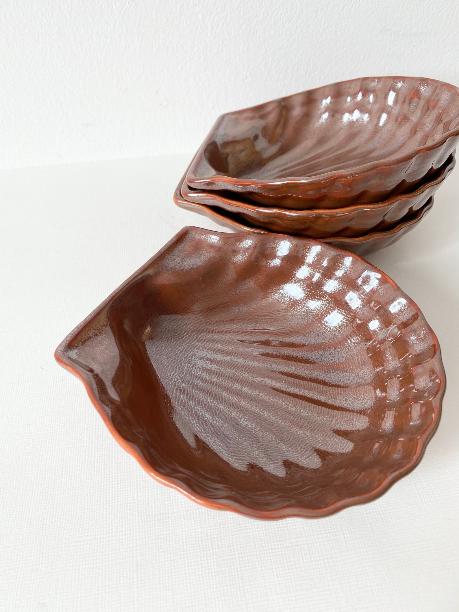 Shell Shaped Bowls Brown Pottery Bowls - Etsy UK