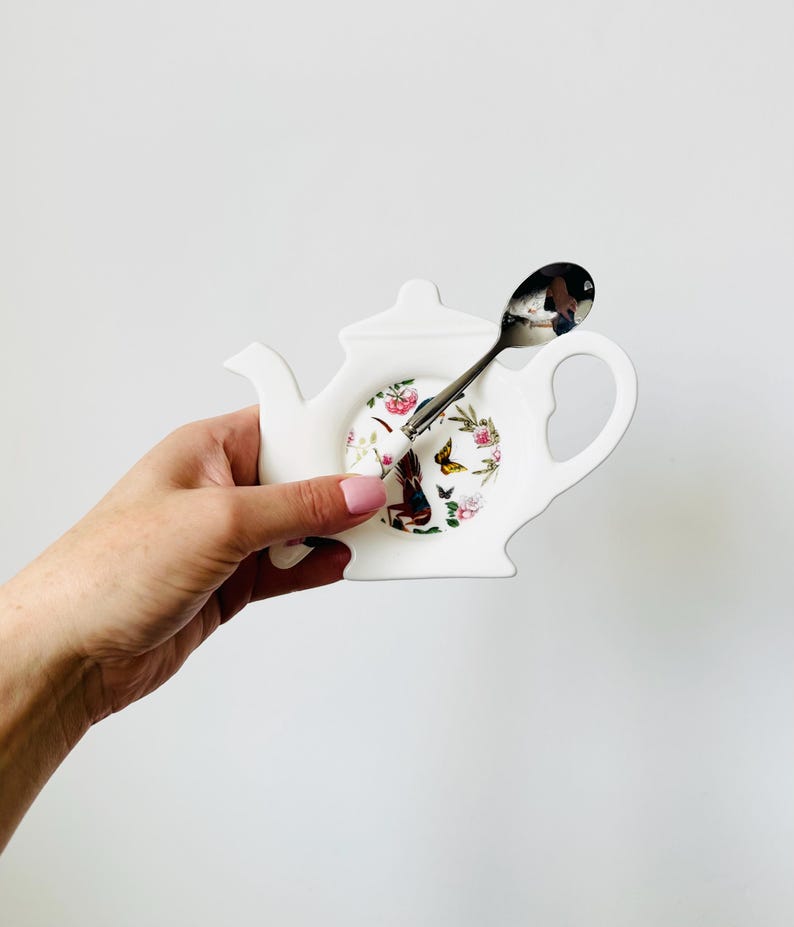 English Heritage Tea Tidy, Teapot Shape Tea Bag Rest & Spoon With ...