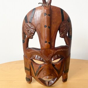 Vintage African Wall Mask, Hand Carved Wood Hand Craved Hanging ...