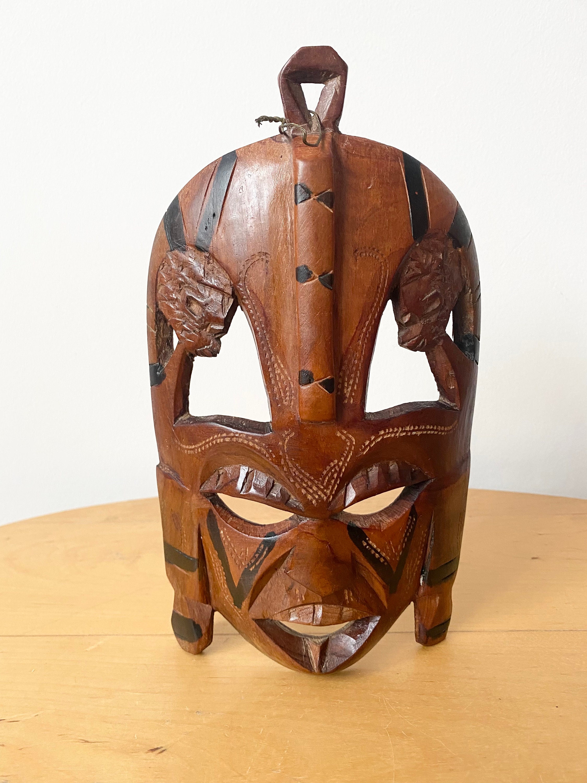 Vintage African Wall Mask, Hand Carved Wood Hand Craved Hanging ...