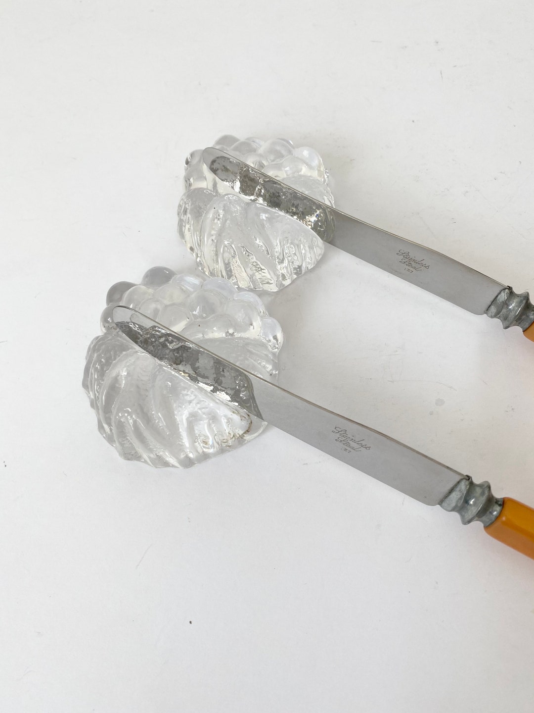 Glass Knife Rests, Set of 2 Provence Crystal Swedish, Royal Korona ...