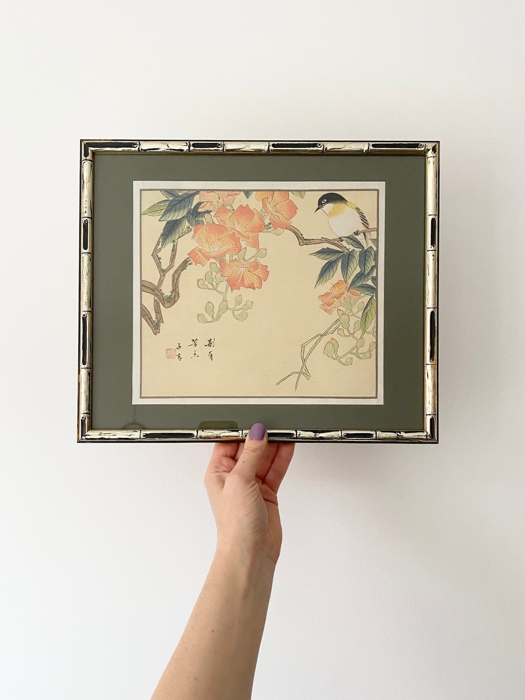 Vintage Chinese Silk Painting, Bird and Flowers Painting, Framed Silk ...