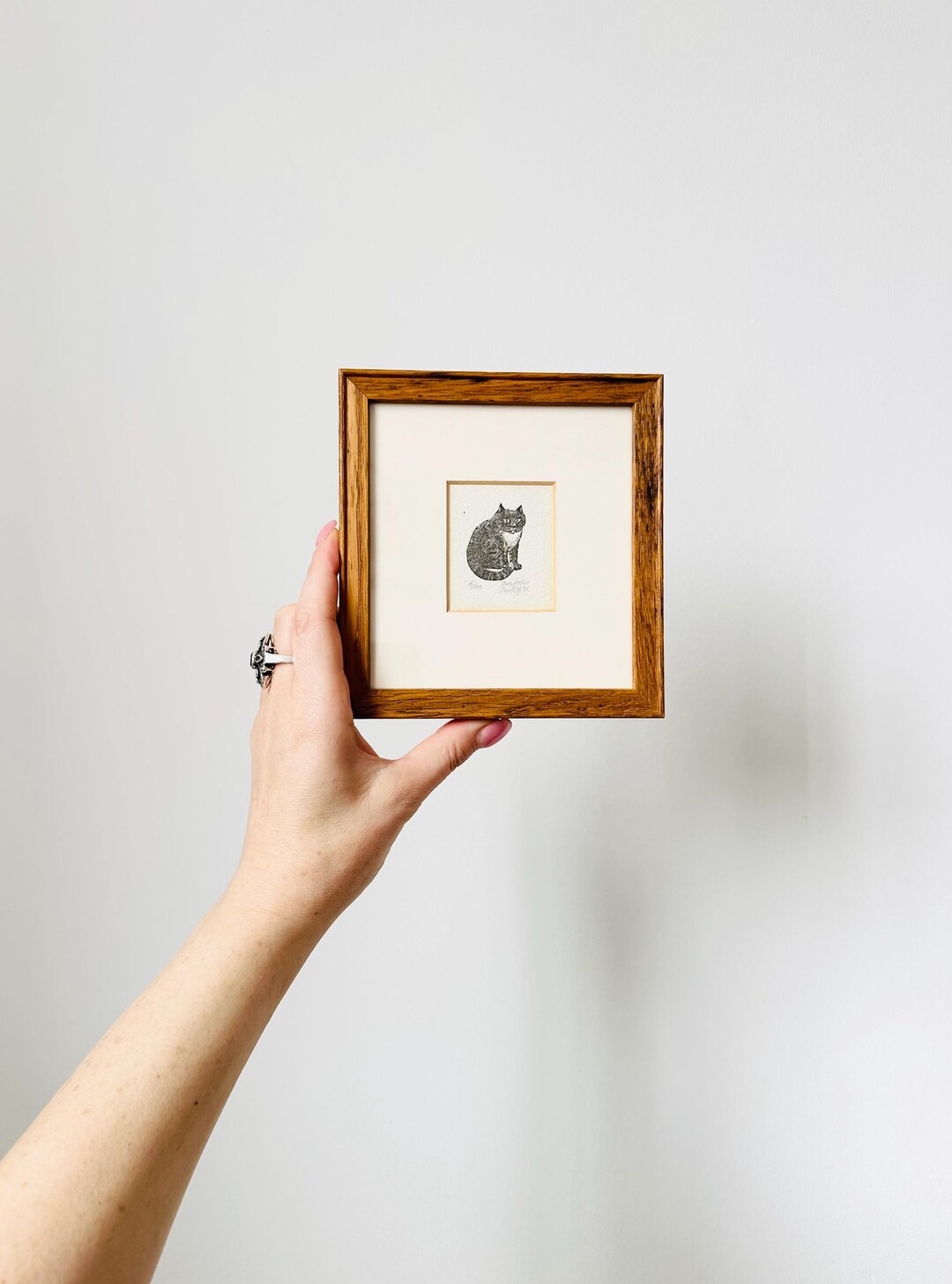 Framed Back Cats Etching, Limited Edition Signed Print, Small Cat ...