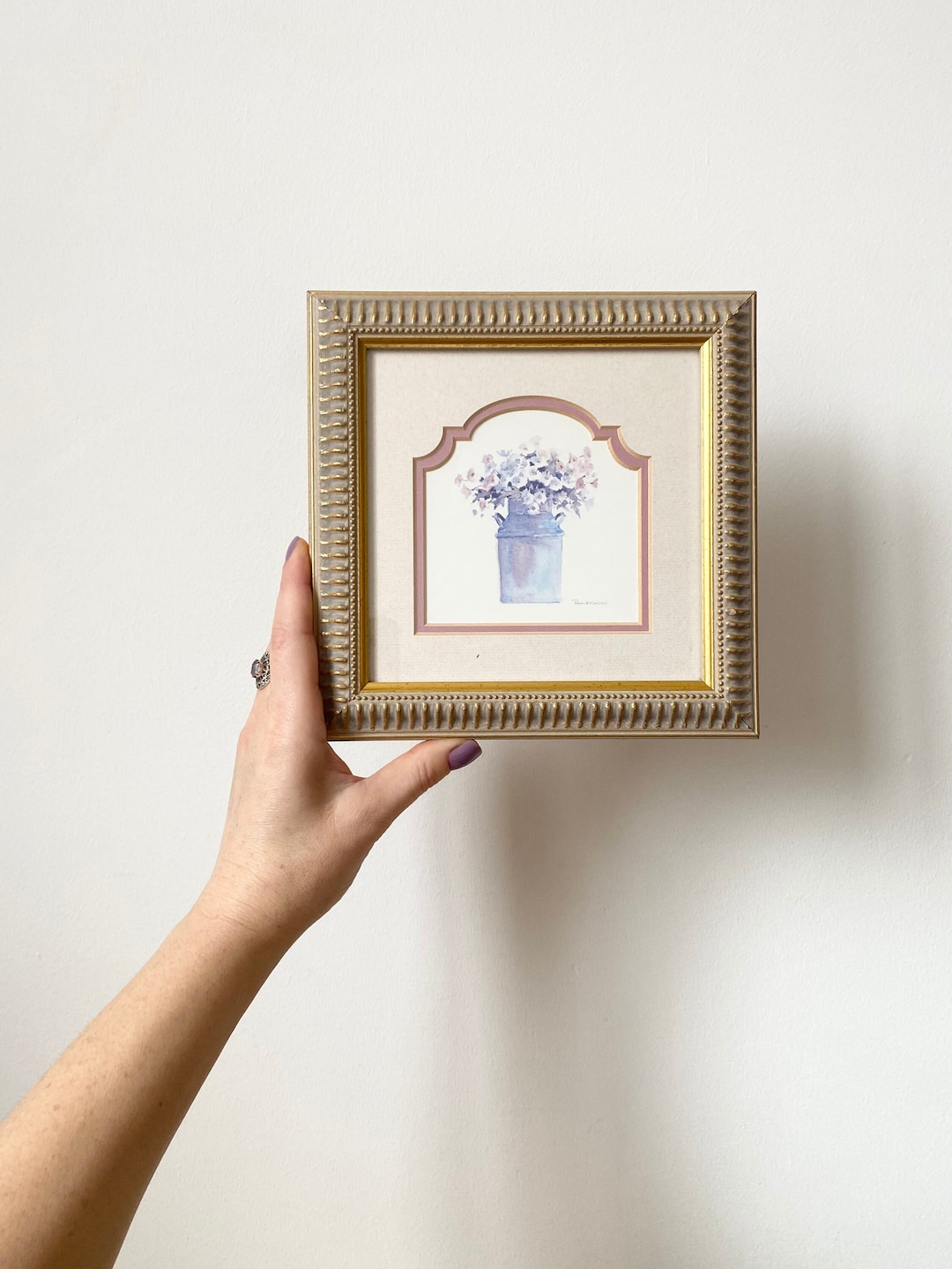 Vintage Framed Floral Print Wall Hangingmanuscript Limited - Etsy