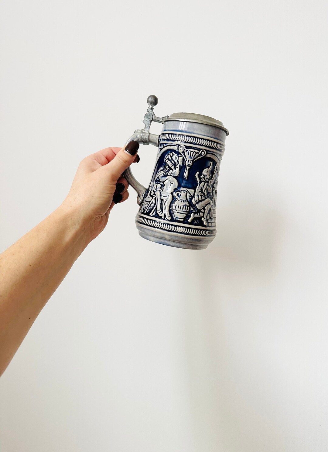 Beer Stein Blue and Grey, West Germany, Beer Stein Mug, Gerz Stein ...