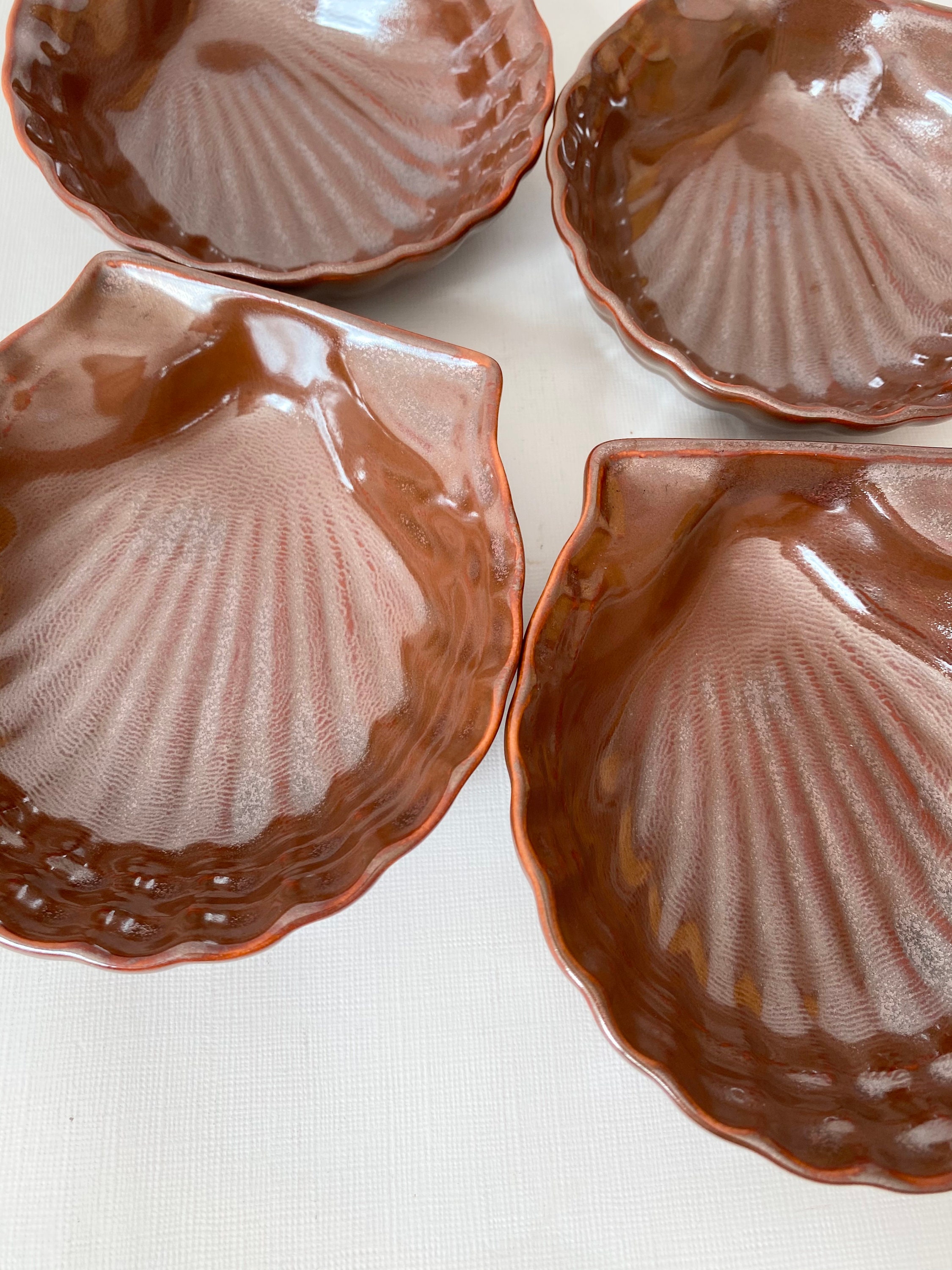 Shell Shaped Bowls Brown Pottery Bowls - Etsy UK