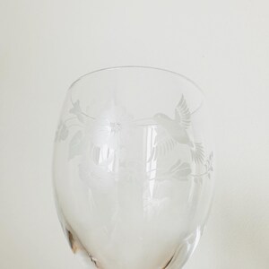 Avon Lead Crystal Hummingbird Wine Glasses, Set of 2 Etched Glasses ...