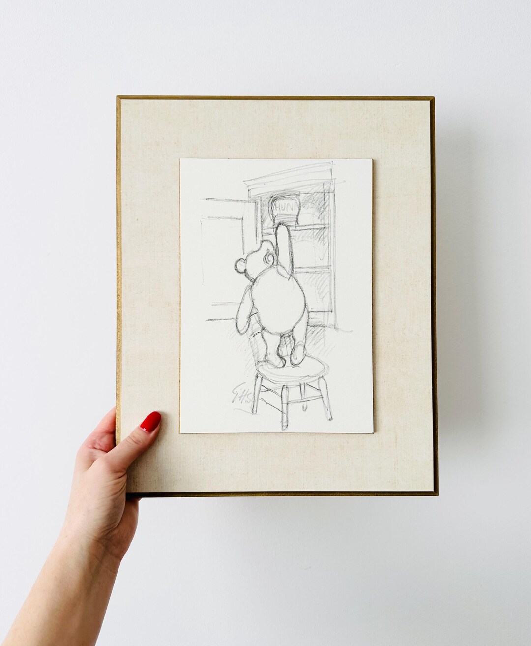 Vintage Winnie the Pooh Print of Ernest H. Shepard Drawing, Baby Room ...