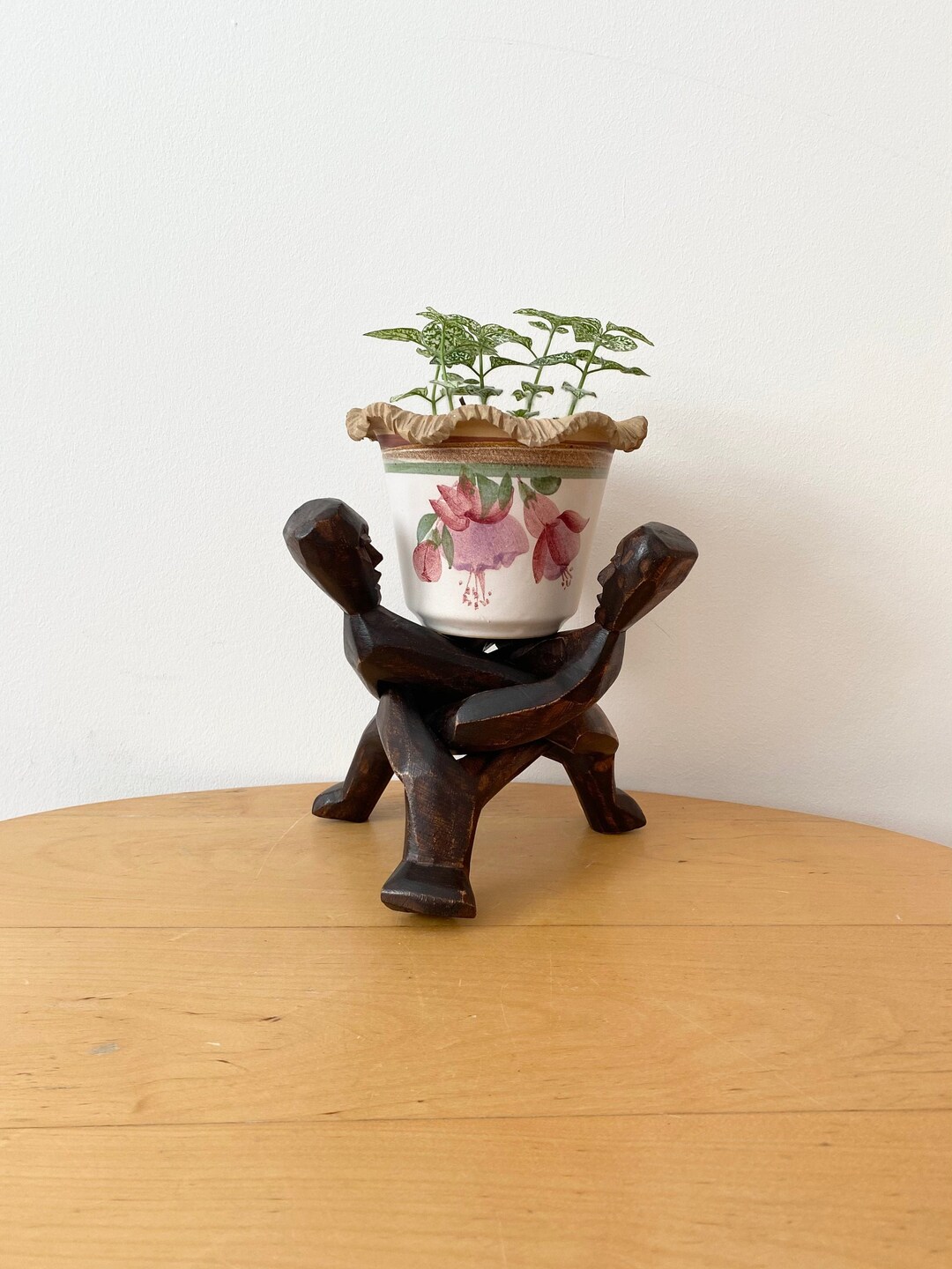 Vintage African Carved Wood Interlocking Plant Stand/african Tribal ...