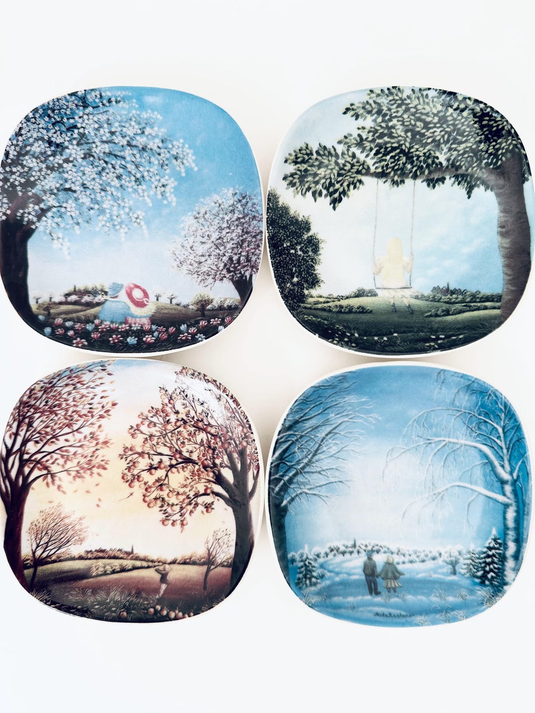 Arabia Finland Set of 4 Wall Plates, Anita Rantanen-siewers Design ...