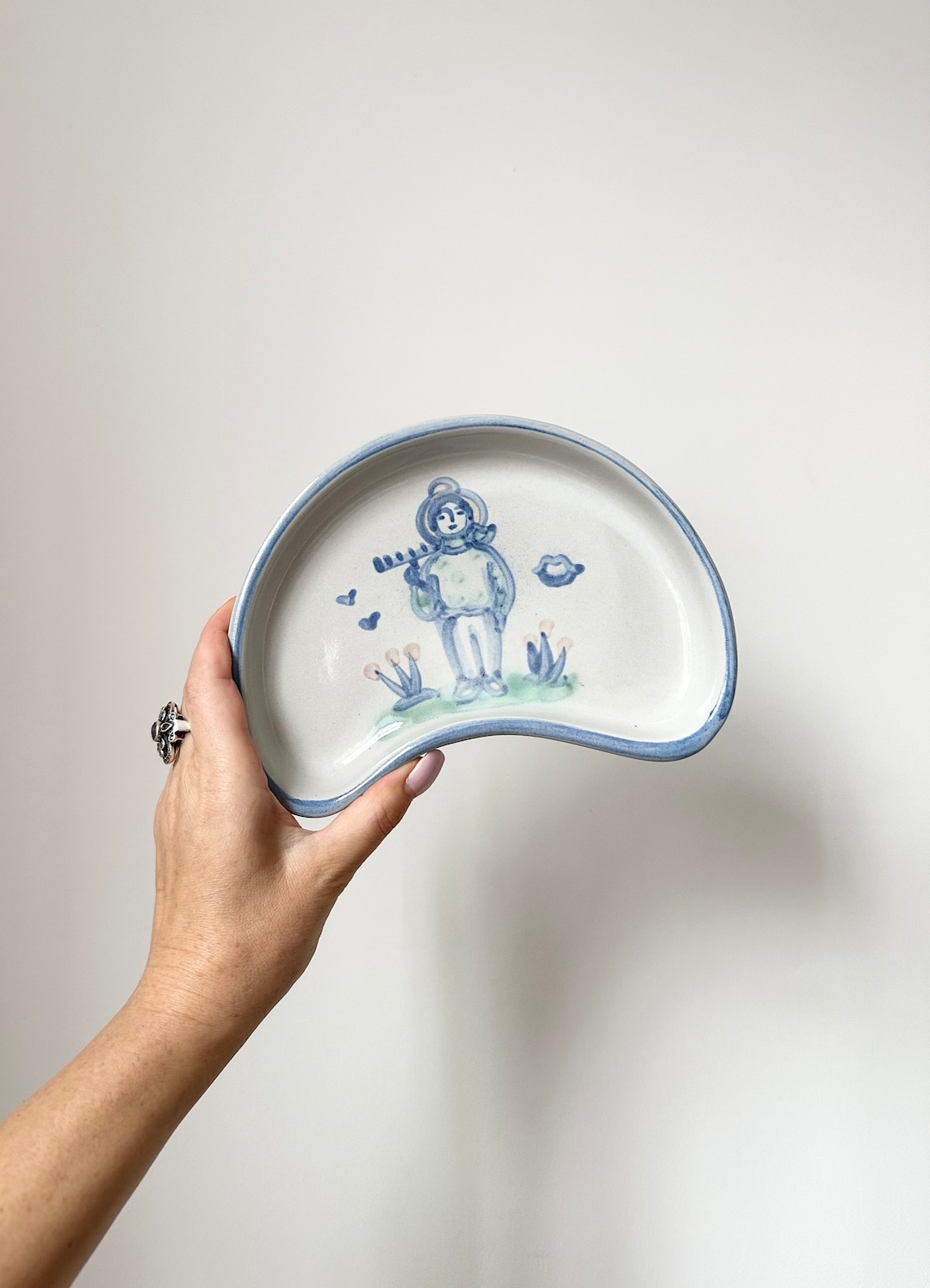 M.A. Hadley Pottery Kidney/crescent Shaped Side Dish With Girl Motif - Etsy