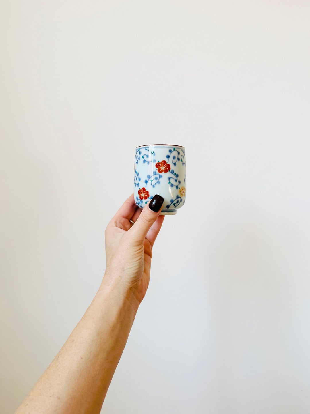 Japanese Tea Cup, Hand-painted Green Tea Cup, Handless Cup - Etsy